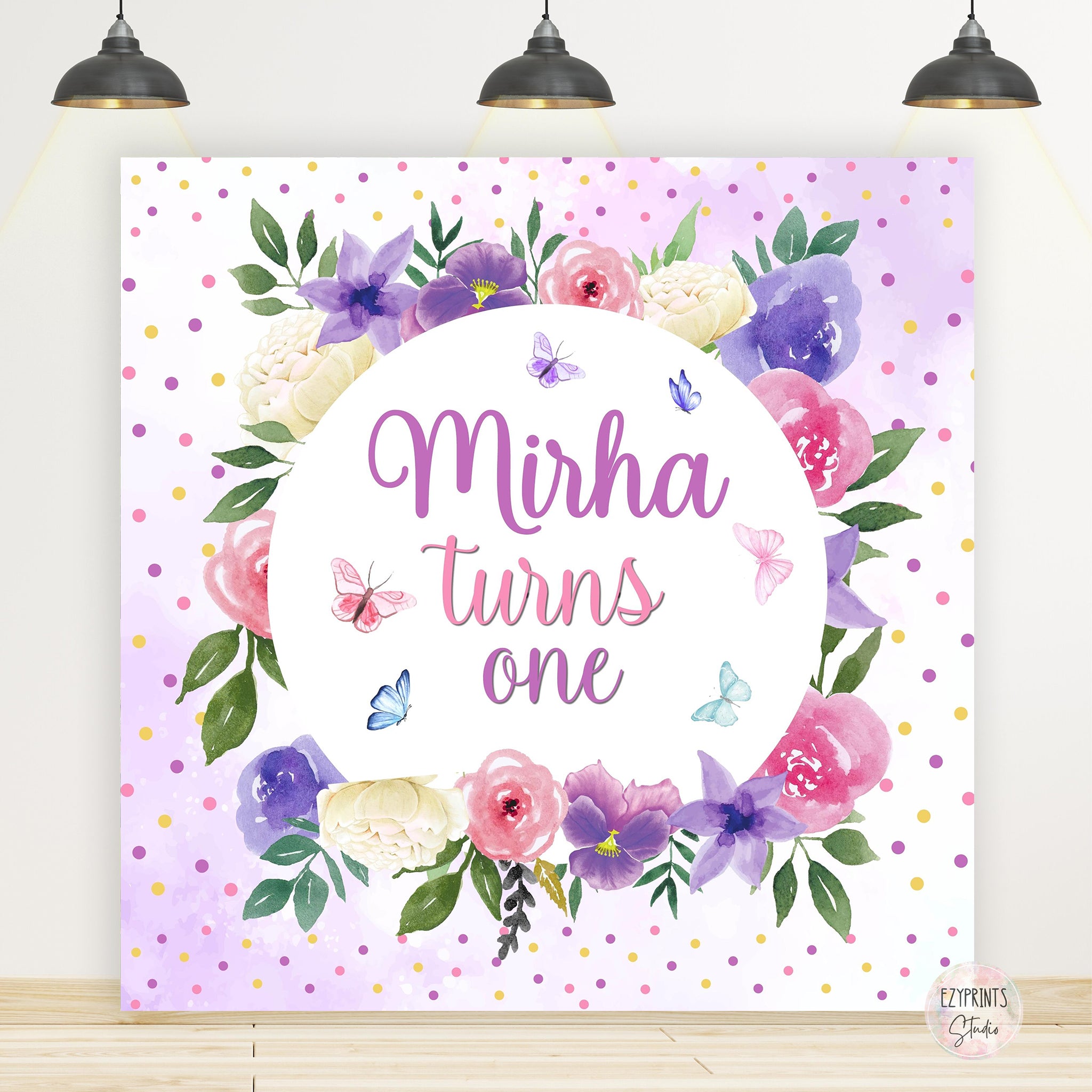 Pastel Lilac Theme Birthday Backdrop – Ezyprints Studio