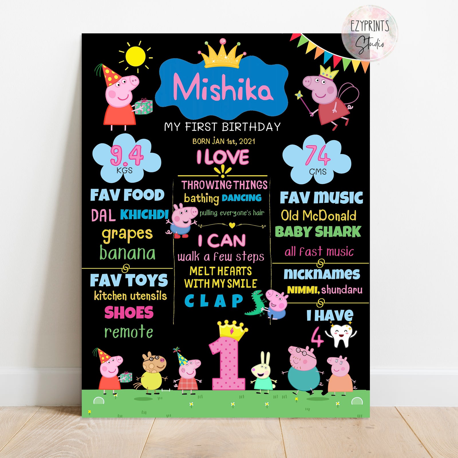Peppa Pig Birthday Party Welcome Board – Ezyprints Studio
