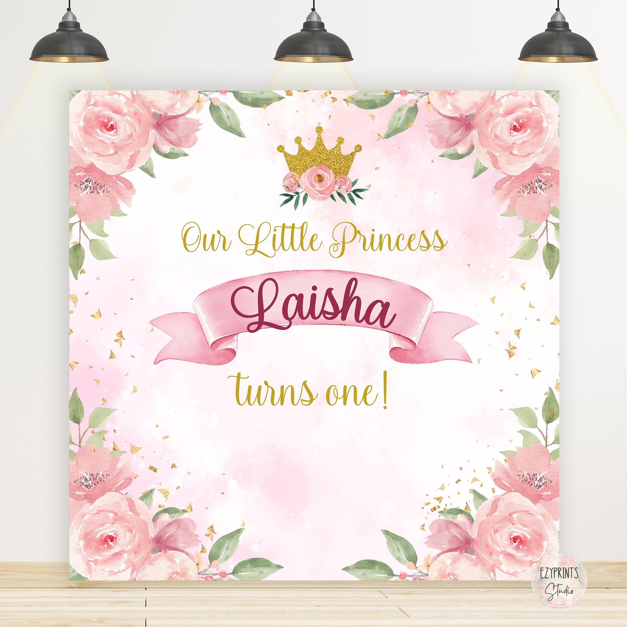 Princess Gold Crown Theme Birthday Backdrop – Ezyprints Studio