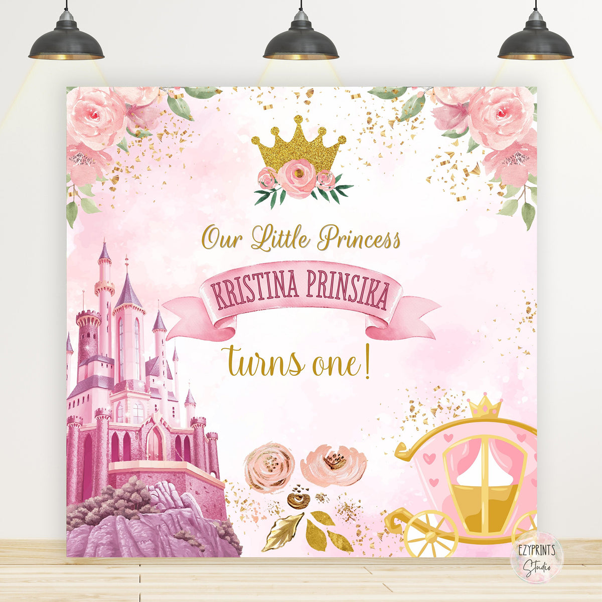 Gold Crown Castle Theme Birthday Backdrop – Ezyprints Studio