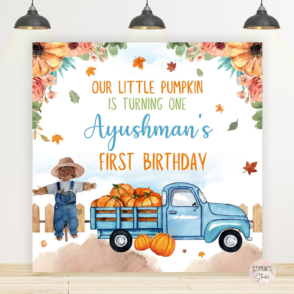 Pumpkin Fall Autumn Theme Birthday Backdrop – Ezyprints Studio