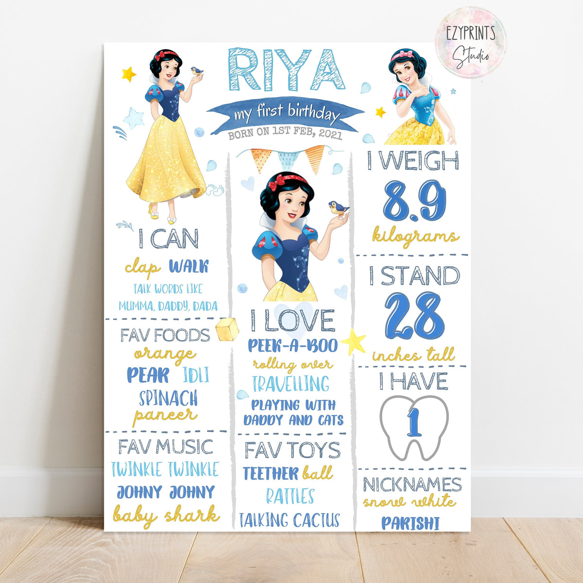 Snow white theme Birthday Chalkboard Poster – Ezyprints Studio