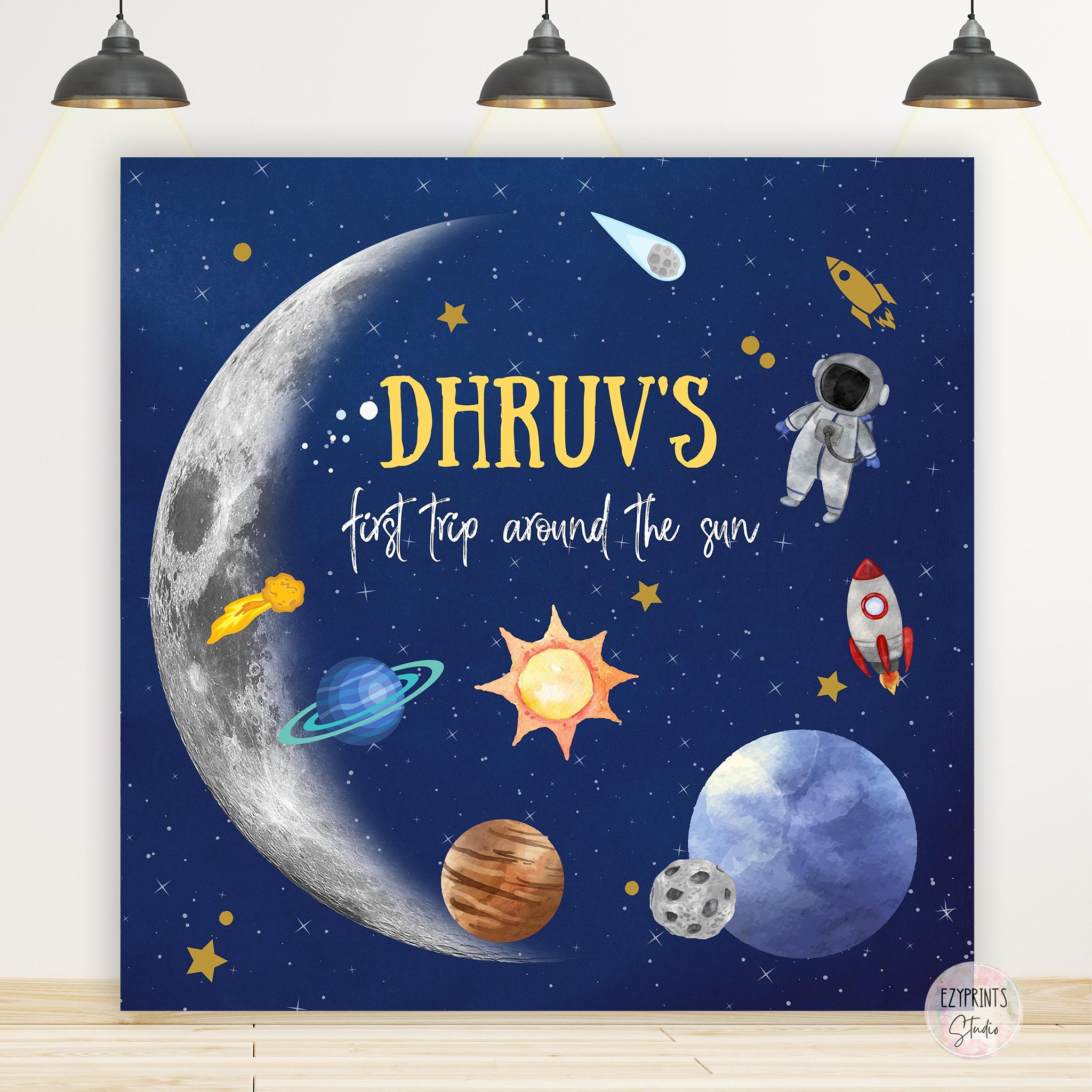 Space Theme Birthday Backdrop Banner – Ezyprints Studio