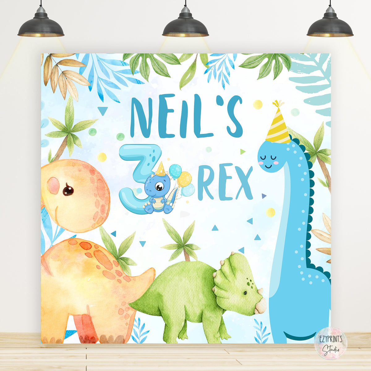 3rd Birthday Photography Background 7x5ft Dinosaur 3rd Birthday ...