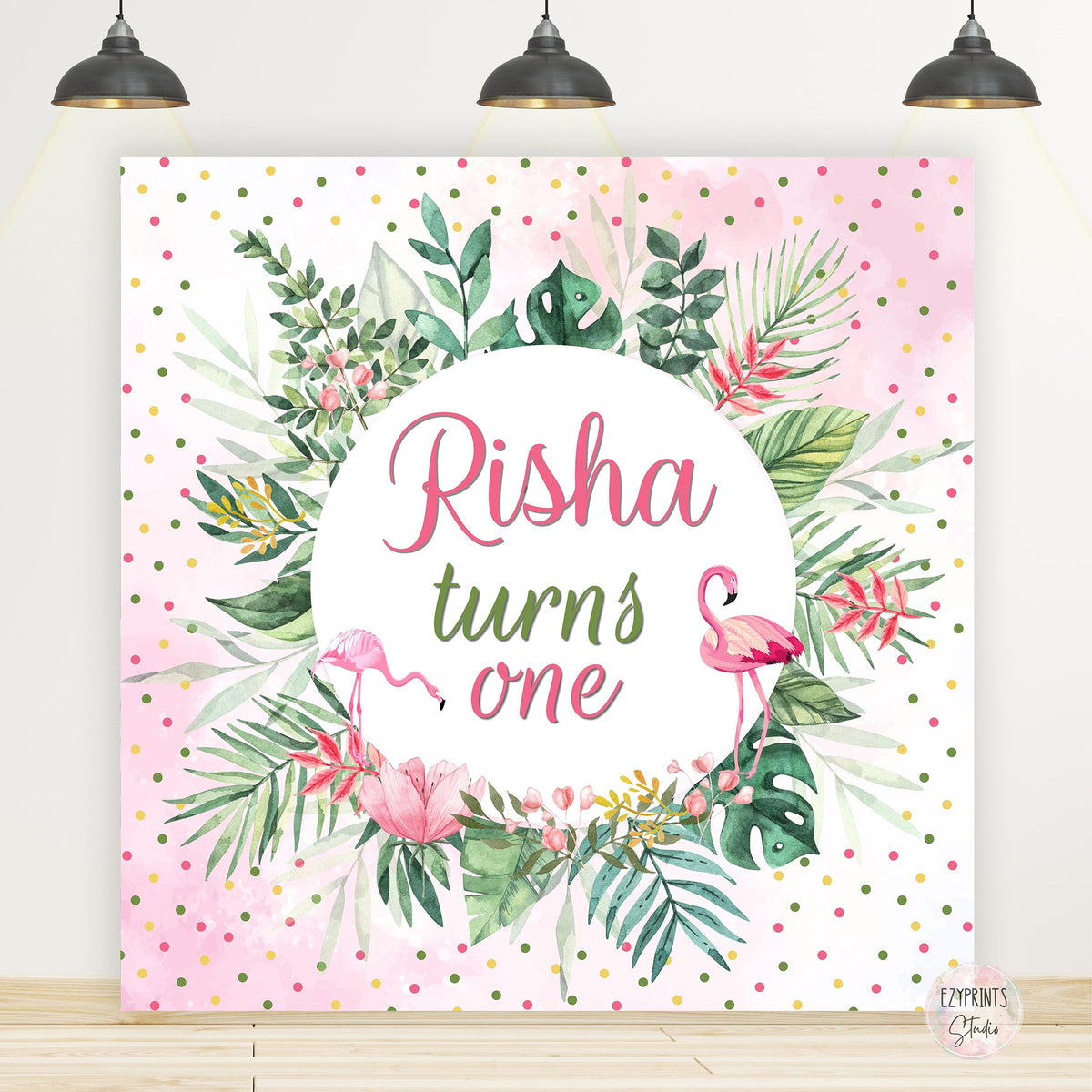 Tropical Flamingo Theme Birthday Backdrop – Ezyprints Studio