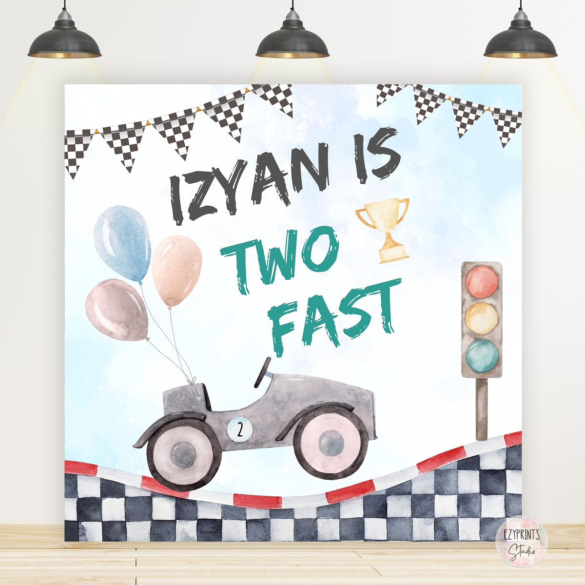 Two Fast Boys Birthday Backdrop – Ezyprints Studio