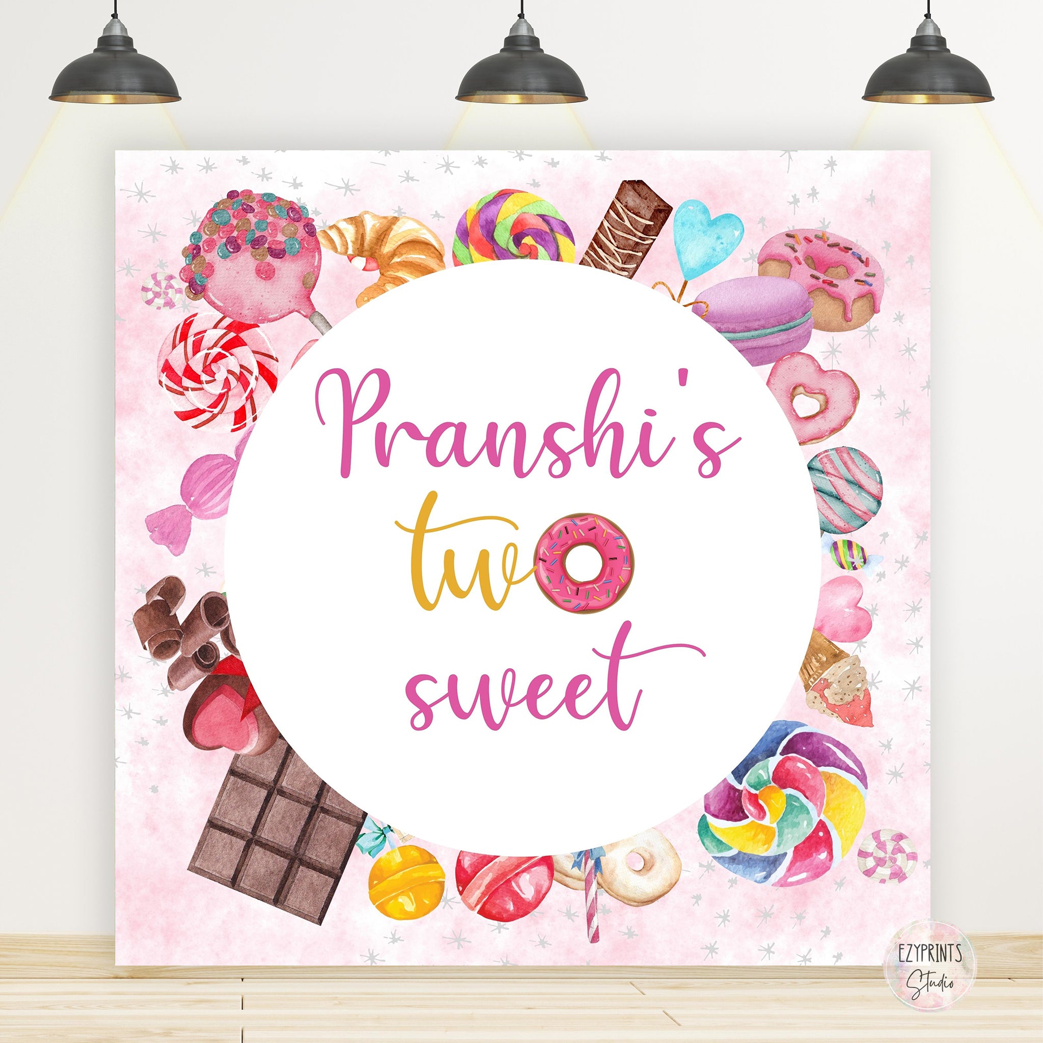 Two Sweet Candyland Birthday Backdrop – Ezyprints Studio