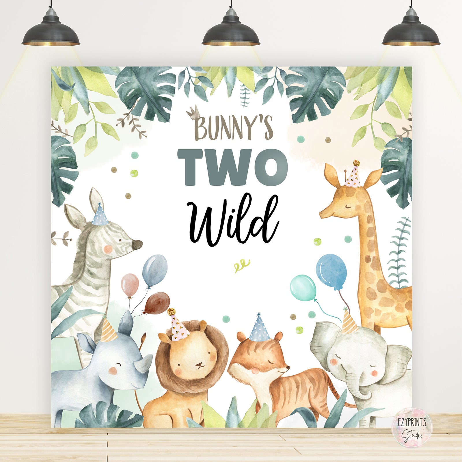 Birthday Chalkboard Poster | Jungle Animals theme – Ezyprints Studio