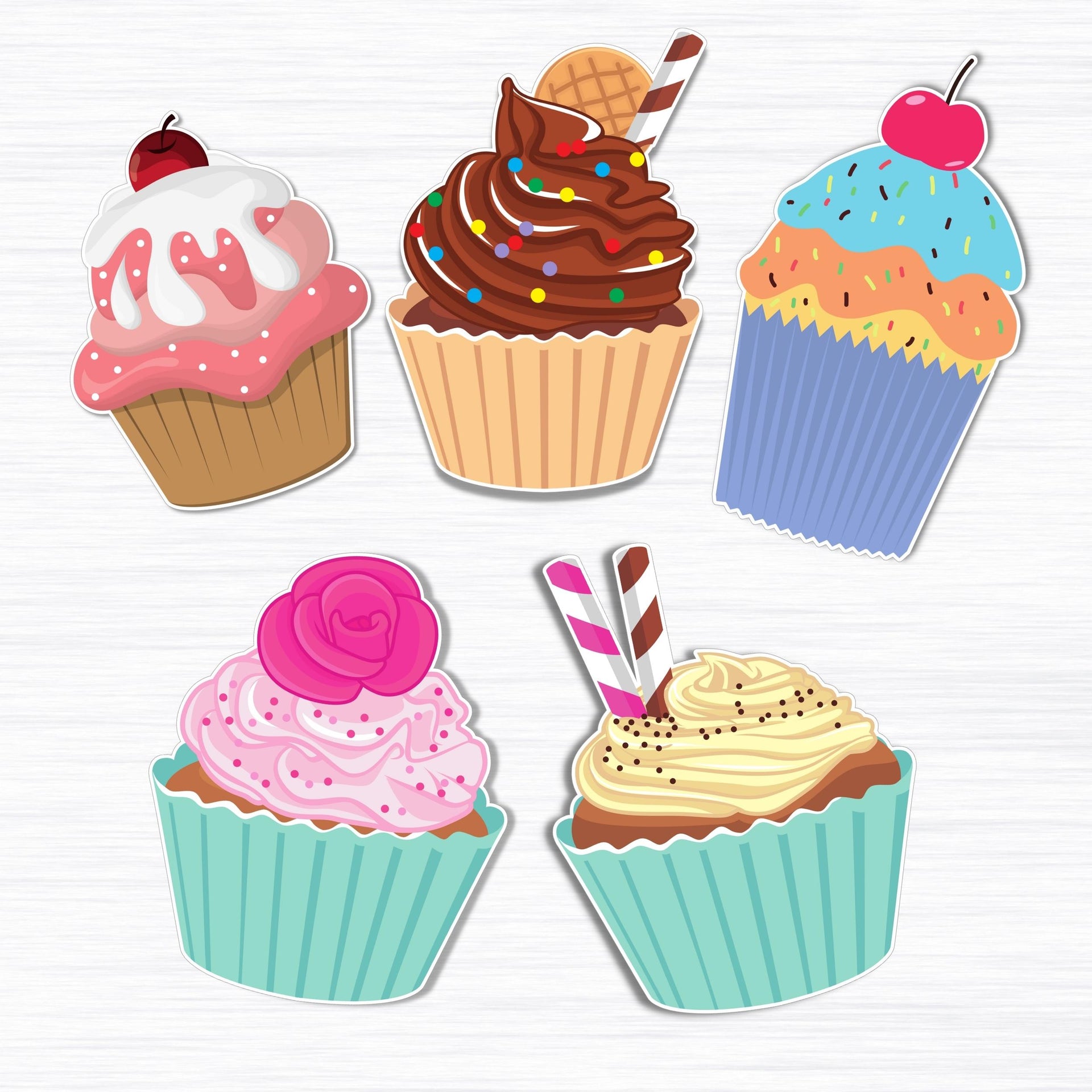 Cupcake Theme Birthday Party Cutouts – Ezyprints Studio
