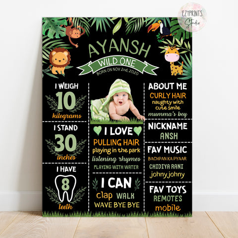 Milestone Chalkboard Poster | Wild Jungle theme – Ezyprints Studio