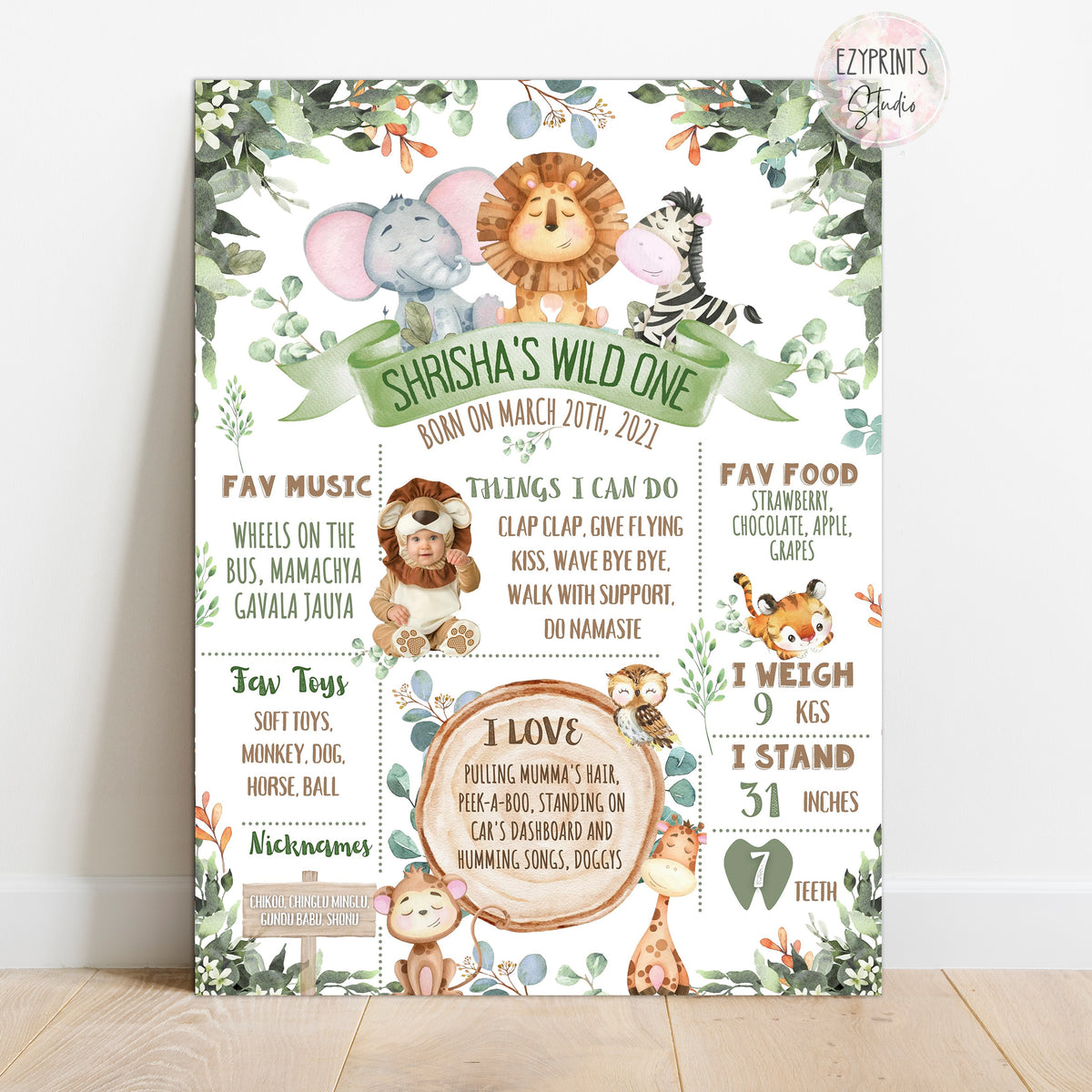 Birthday Chalkboard Poster | Wild Jungle theme – Ezyprints Studio