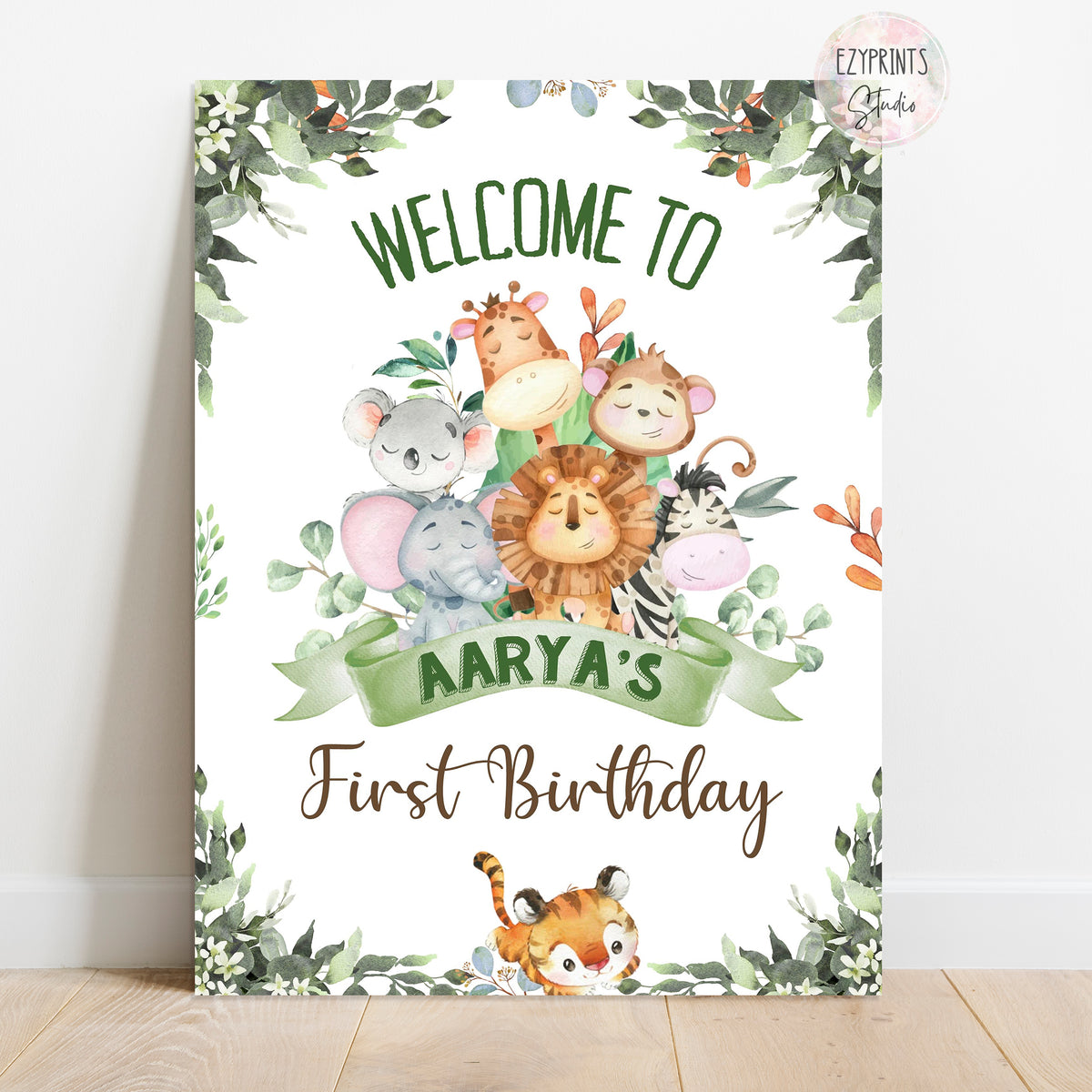 Wild Jungle Safari Birthday Party Welcome Board Ezyprints Studio wild-jungle-safari-birthday-party-welcome-board-ezyprints-studio