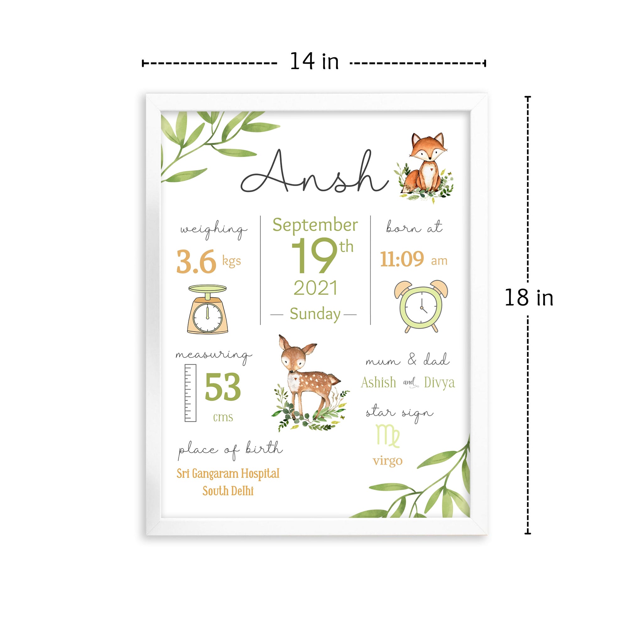 Baby Birth Details Frame | Birth Stats – Ezyprints Studio